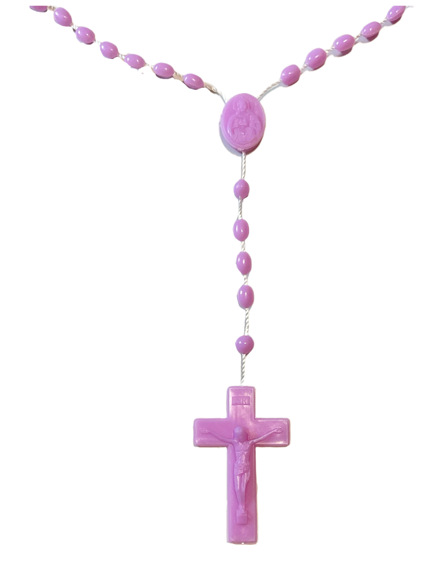 Purple Plastic / Rosary Necklace / Crucifix / Pray Daily / Spiritual ...