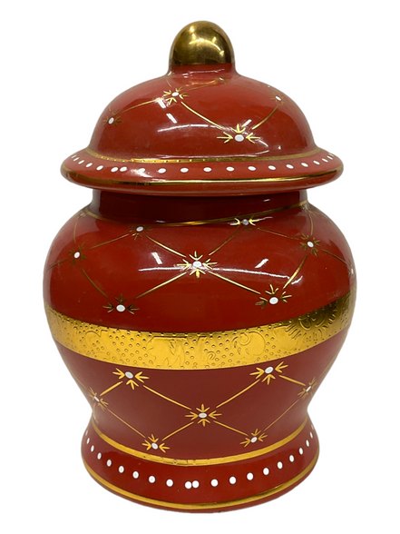 Porcelain Offering Jar (Sopera with Lid) - Red with Golden Design (6 ...