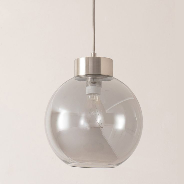 Lamp Holder with Smoked Glass Shade in Chrome
