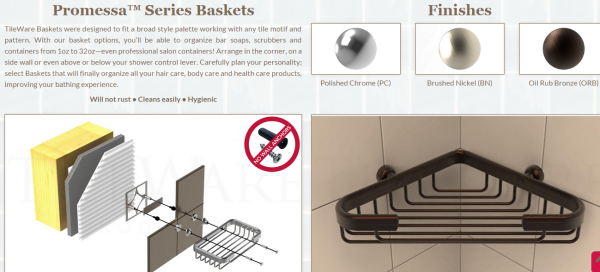 TileWare Products Shower Accessories: No Rust, Permanently Attached ...