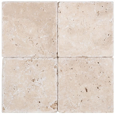Classic Travertine Tumbled 4x4 - CASE - Tile Outlets of America