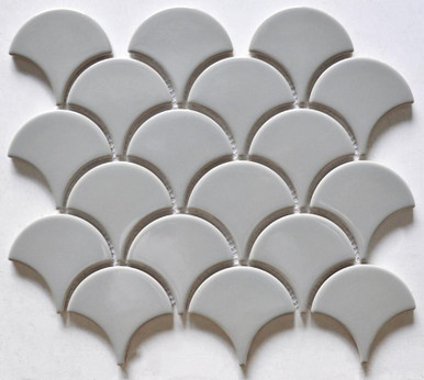 Grey Glossy Scales Porcelain Mosaic - EACH - Tile Outlets of America