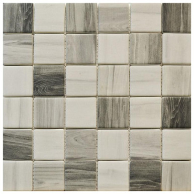 Grey Wood 2x2 Glass Mosaic 12x12 - EACH - Tile Outlets of America