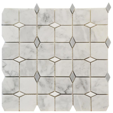 Carrara Square Diamond Marble Mosaic 12x12 - EACH - Tile Outlets of America