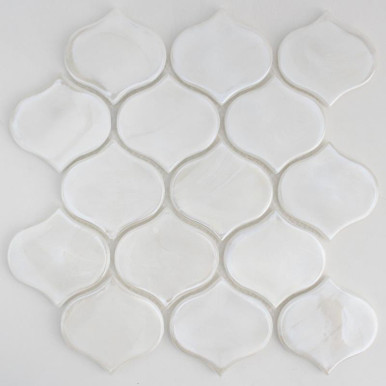 Oyster White Teardrop Glass Mosaic 10x11 - EACH - Tile Outlets of America
