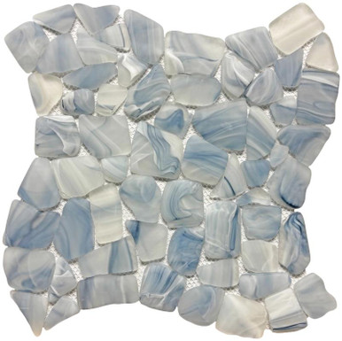 Sea Blue Pebble Glass Mosaic 12x12 - EACH - Tile Outlets of America