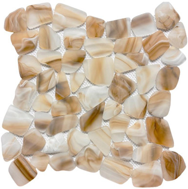 Tortoise Shell Pebble Glass Mosaic 12x12 - EACH - Tile Outlets of America