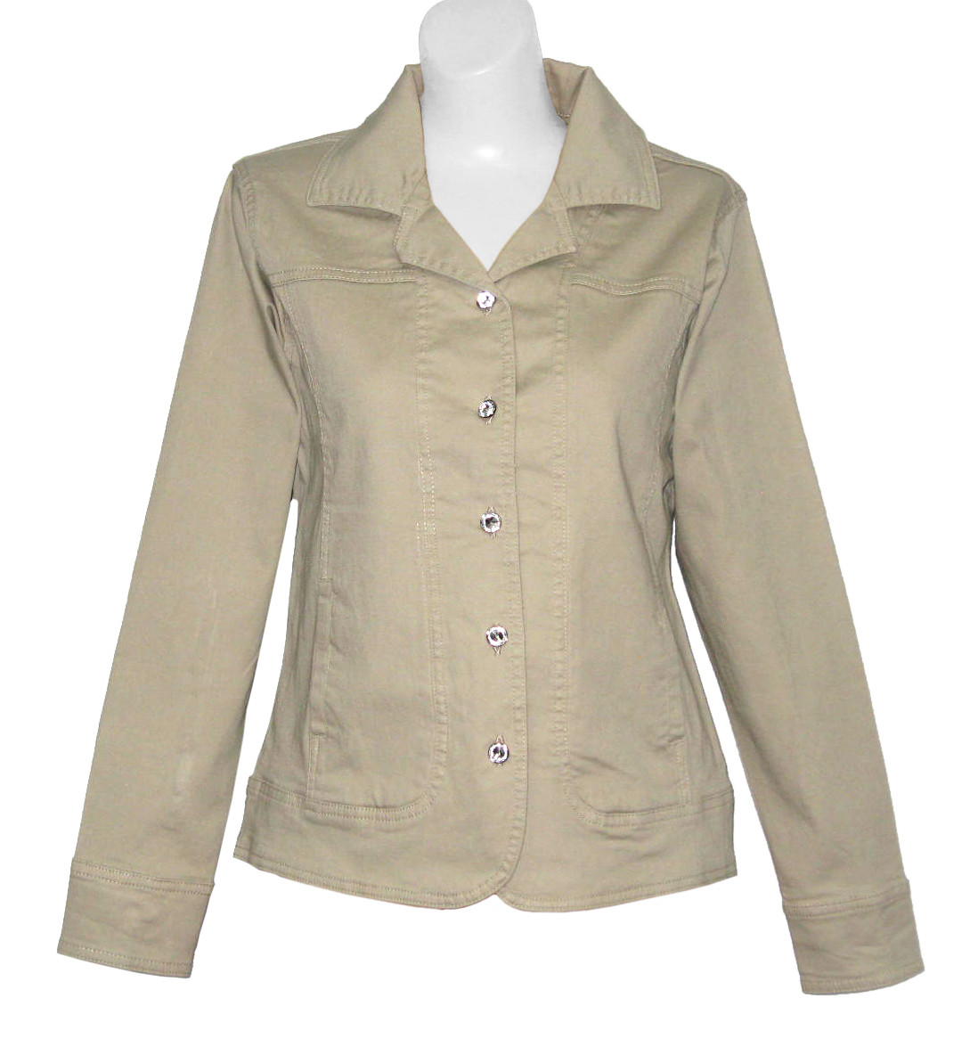 Style # 4001C - Curvy Bottom Jacket with Crystal Buttons - Distinct Apparel