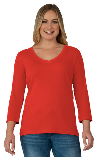 Style # 1107 - Modern V-Neck 3/4 Sleeve Top - Distinct Apparel