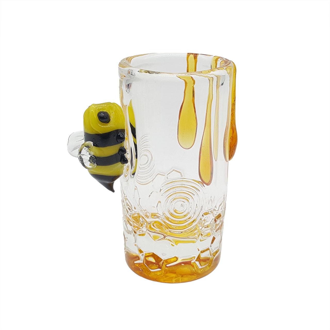 Hand sculpted artistic honey bee shot glass