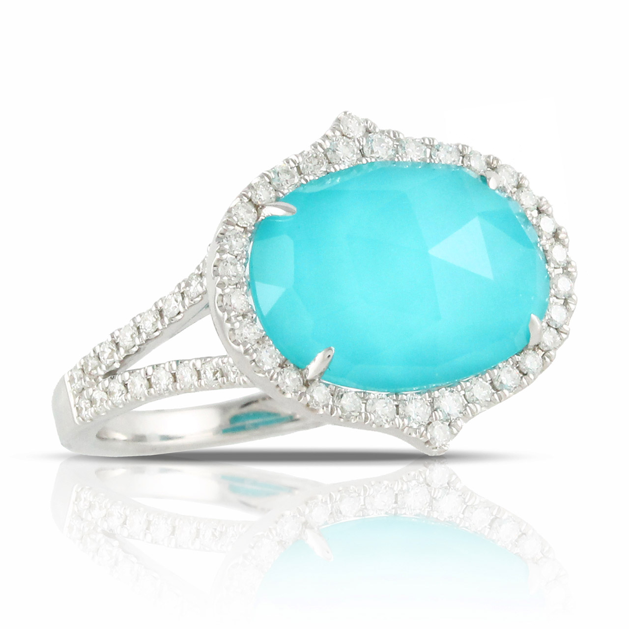 R6232TQ 18K Gold Diamond Turquoise Ring - Creative Gateways