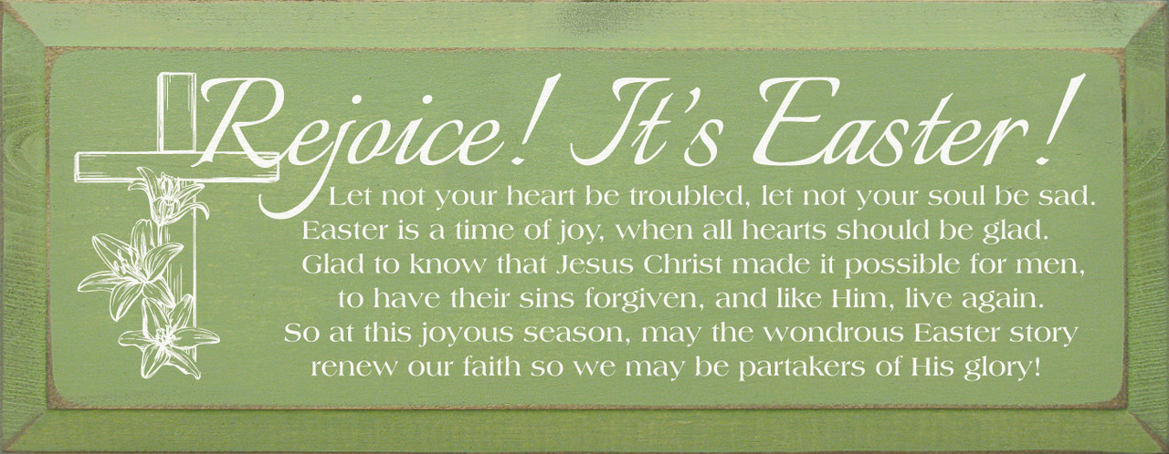 Rejoice! It's Easter! Let Not Your Heart Be Troubled... 7x18 Wood Sign ...