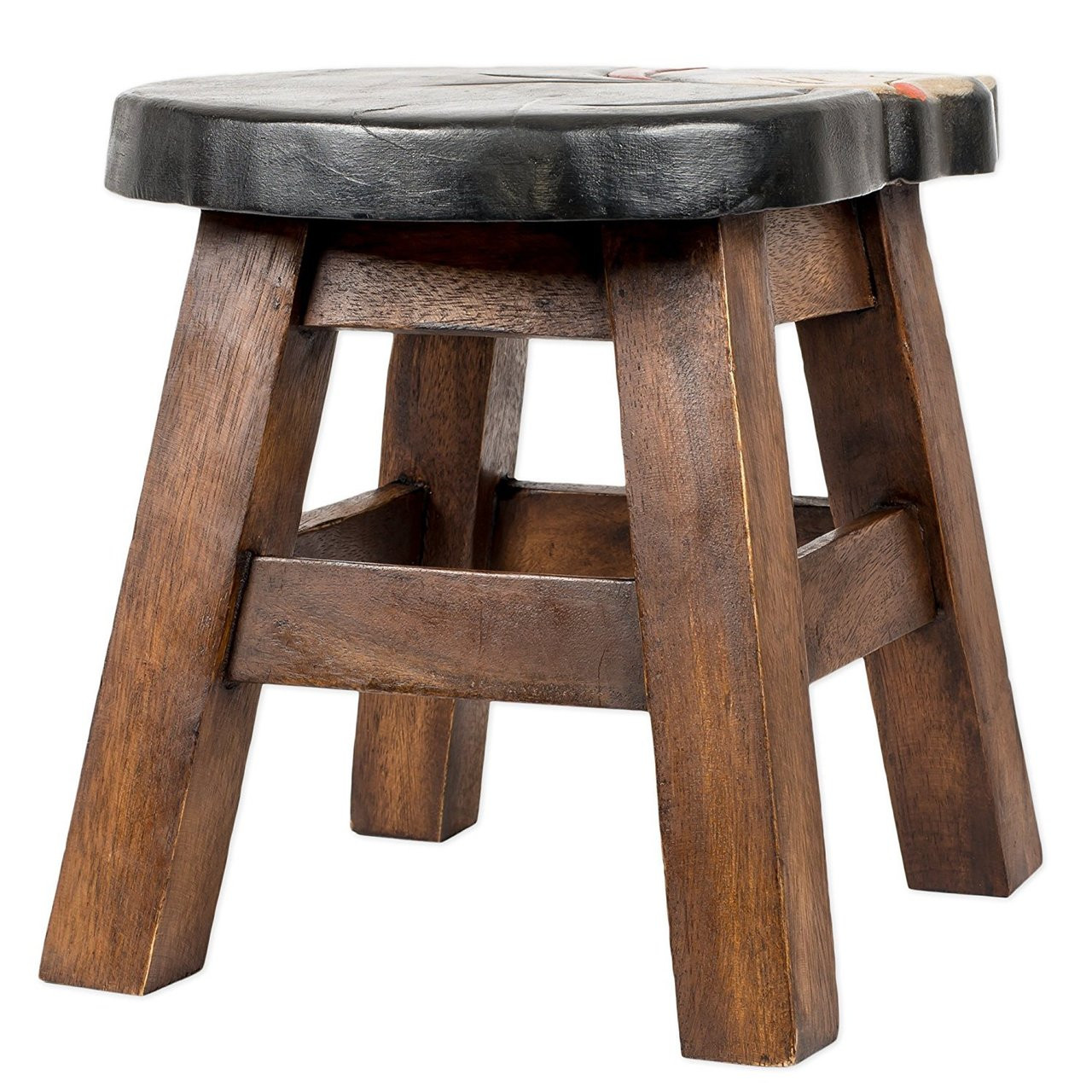 Sleeping Black Cat Step Stool Hand Carved Solid Acacia Sturdy Wood ...