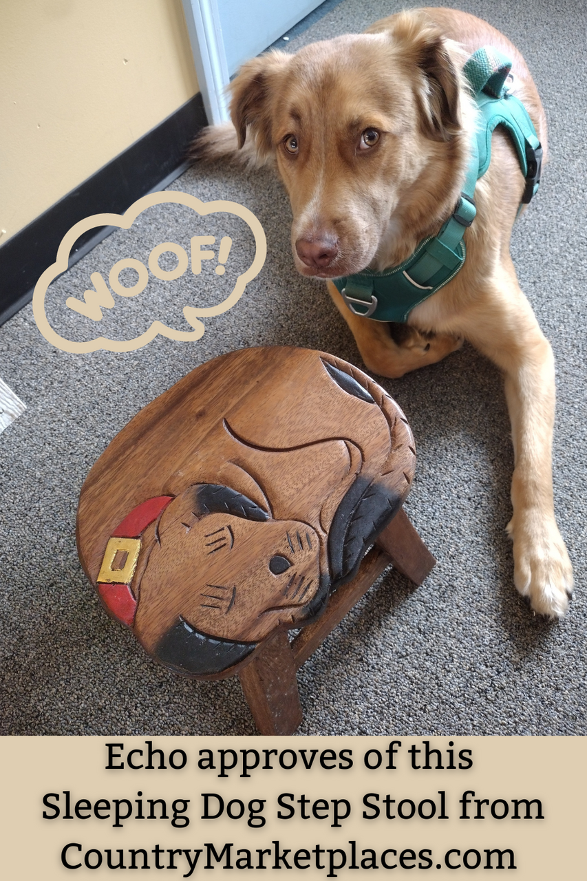 Sleeping Dog Step Stool Hand Carved Solid Acacia Sturdy Wood Stool For ...