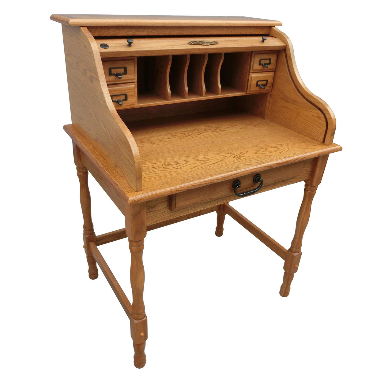 Solid Oak Wood Mini Roll Top Desk 32W x 24D x 44H Harvest Small Writing ...