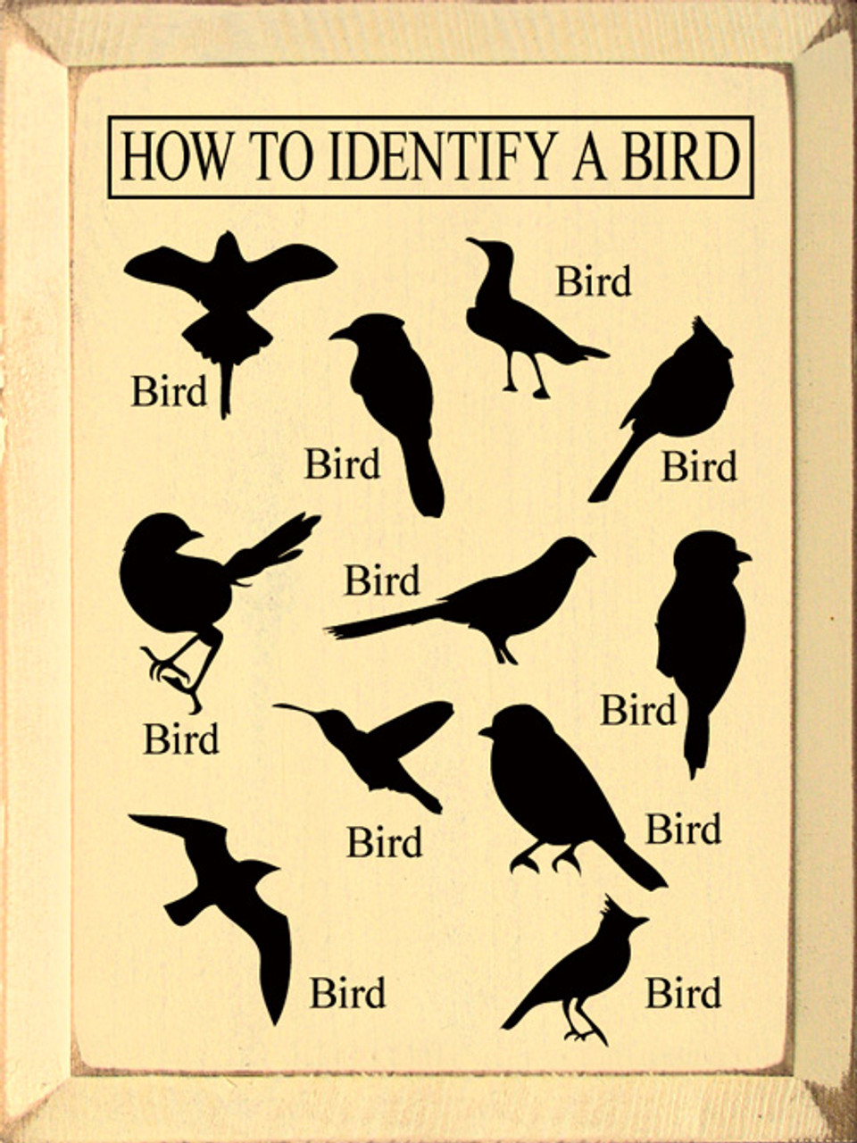 How to Identify a Bird - Wooden Sign - Country Marketplace