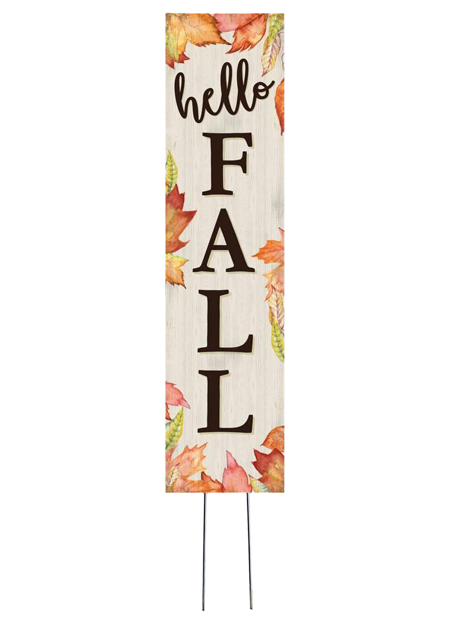 Hello Fall - Outdoor Tall Lawn Sign 6x24 - Country Marketplace