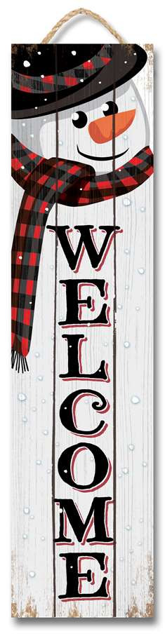 Welcome with Snowman - White - Outdoor Tall Lawn Sign 6x24 - Country ...