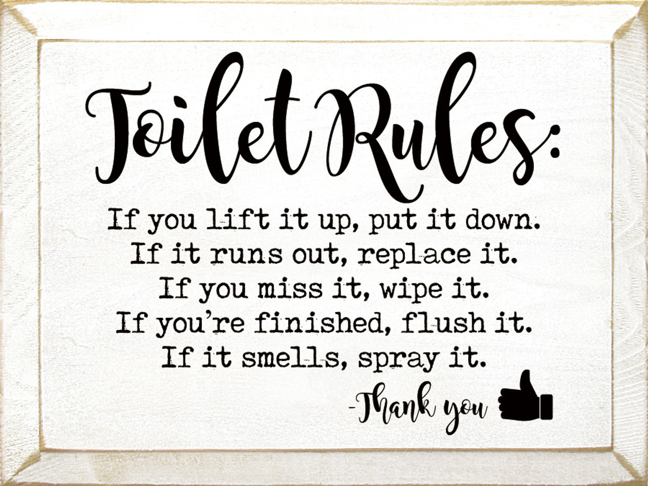 Toilet Rules - Wooden Sign 9x12 inches - Country Marketplace
