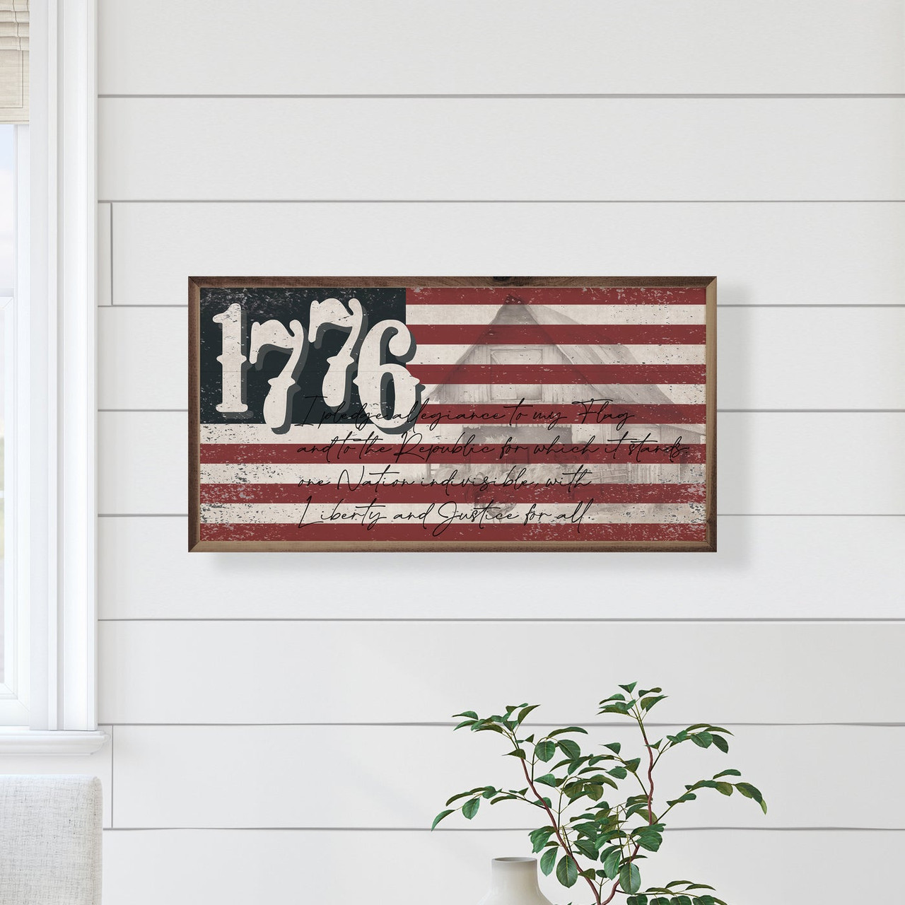 Distressed 1776 American Flag - Wood Framed Sign - Country Marketplace