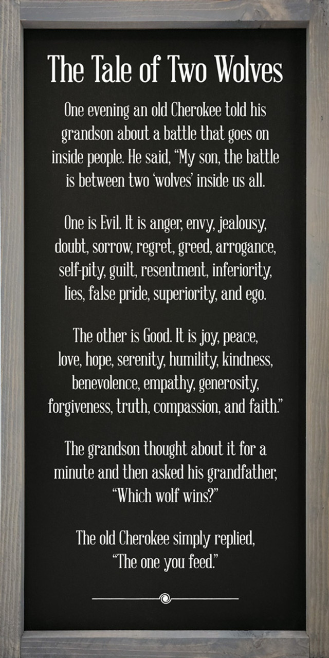 The Tale of Two Wolves - Wood Framed Sign - Country Marketplace