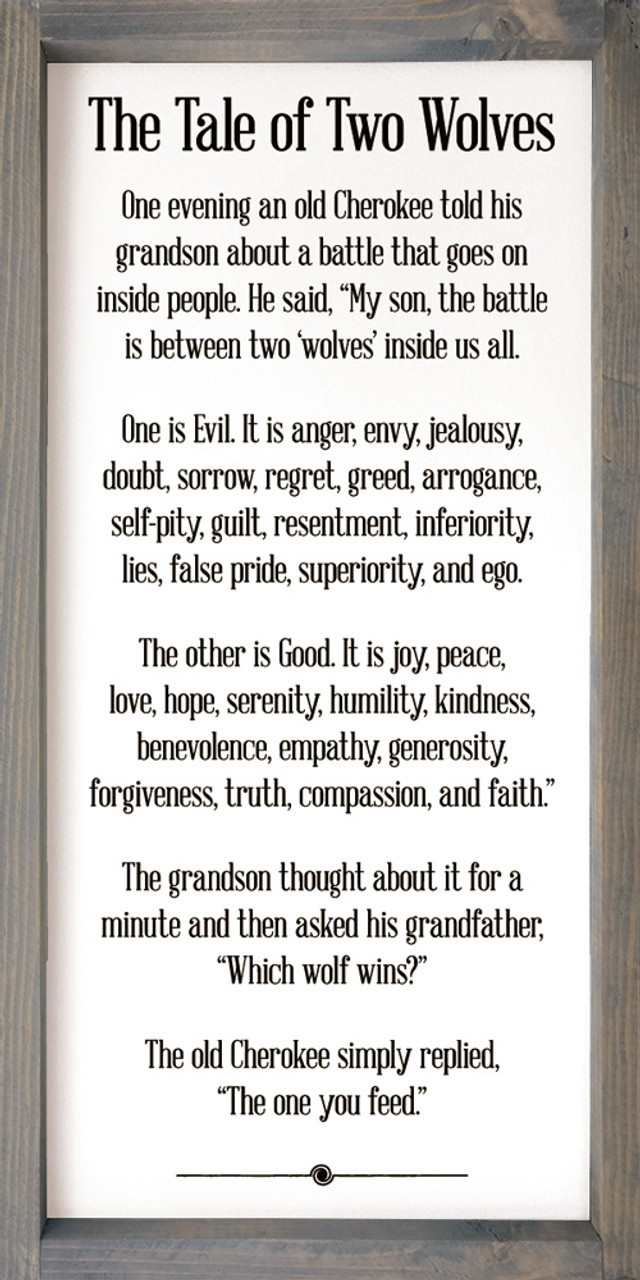 The Tale of Two Wolves - Wood Framed Sign - Country Marketplace