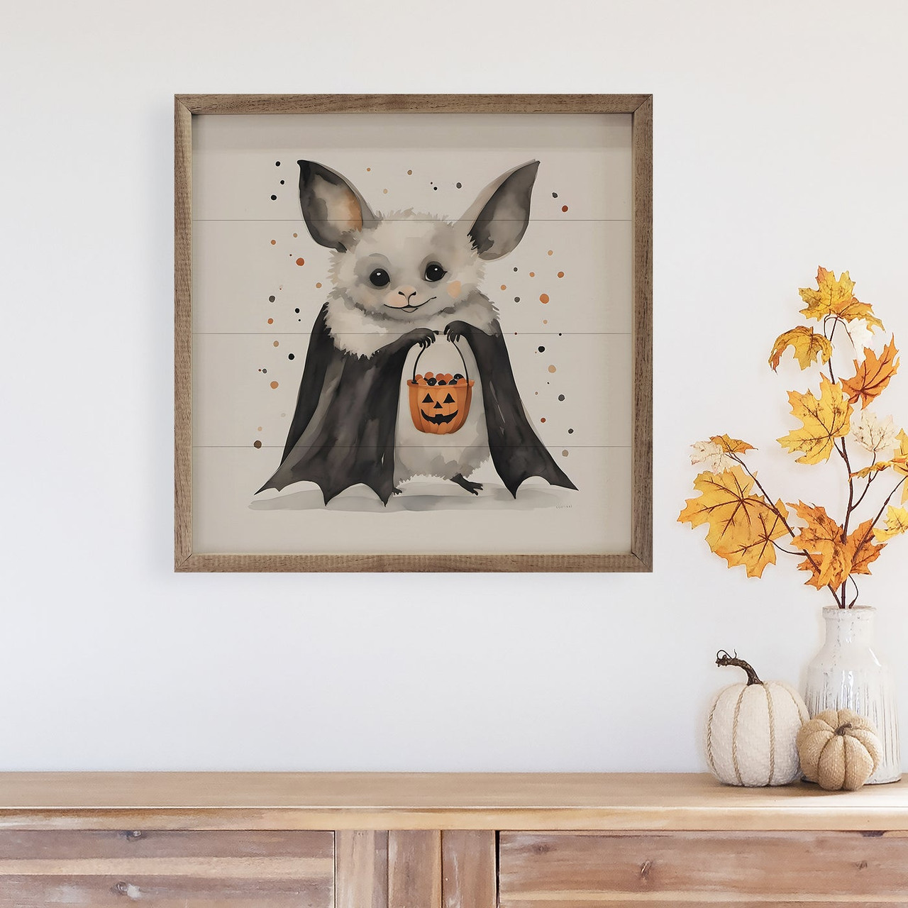 Halloween Bat - Autumn Wood Framed Sign - Multiple Sizes - Country ...