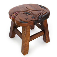 Sleeping Dog Step Stool Hand Carved Solid Acacia Sturdy Wood Stool For ...