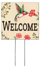 Welcome with Hummingbird - Square Outdoor Standing Lawn Sign 8x8 ...