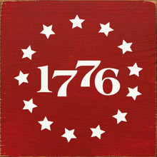 1776 with Circle of 13 Stars - Wood Sign 7x7 - Country Marketplace