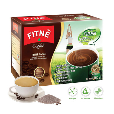 FITNE Premium Instant Coffee Packets Mix With Fiber 4,000 mg Collagen ...