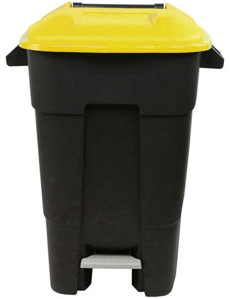 Wheeled Pedal Bin - 100 Ltr - Black/Yellow