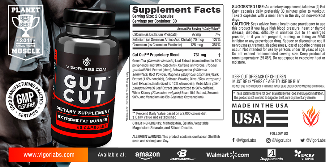 Buy Gut Cut fat burner supplement by Vigor Labs