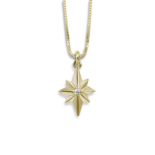 14k Gold Genuine Diamond North Star Pendant - J.H. Breakell and Co.
