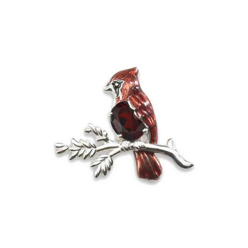 Sterling Silver Cardinal Garnet Pin - J.H. Breakell and Co.