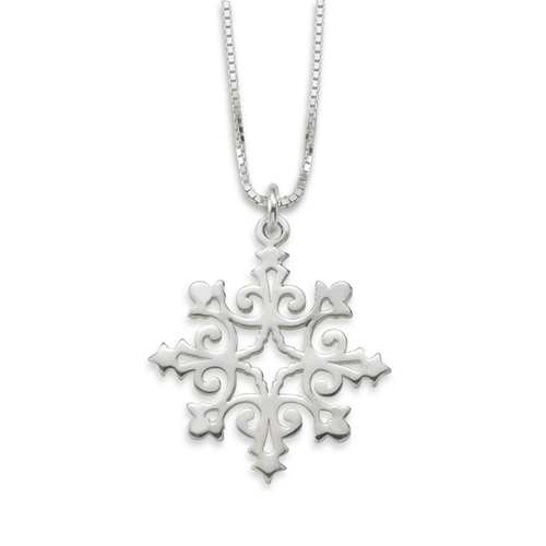 Sterling Silver 2024 Angel Wing Snowflake Pendant - J.H. Breakell and Co.