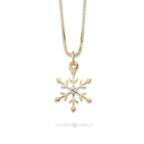 14K Gold Genuine Diamond Snowflake Pendant - J.H. Breakell and Co.