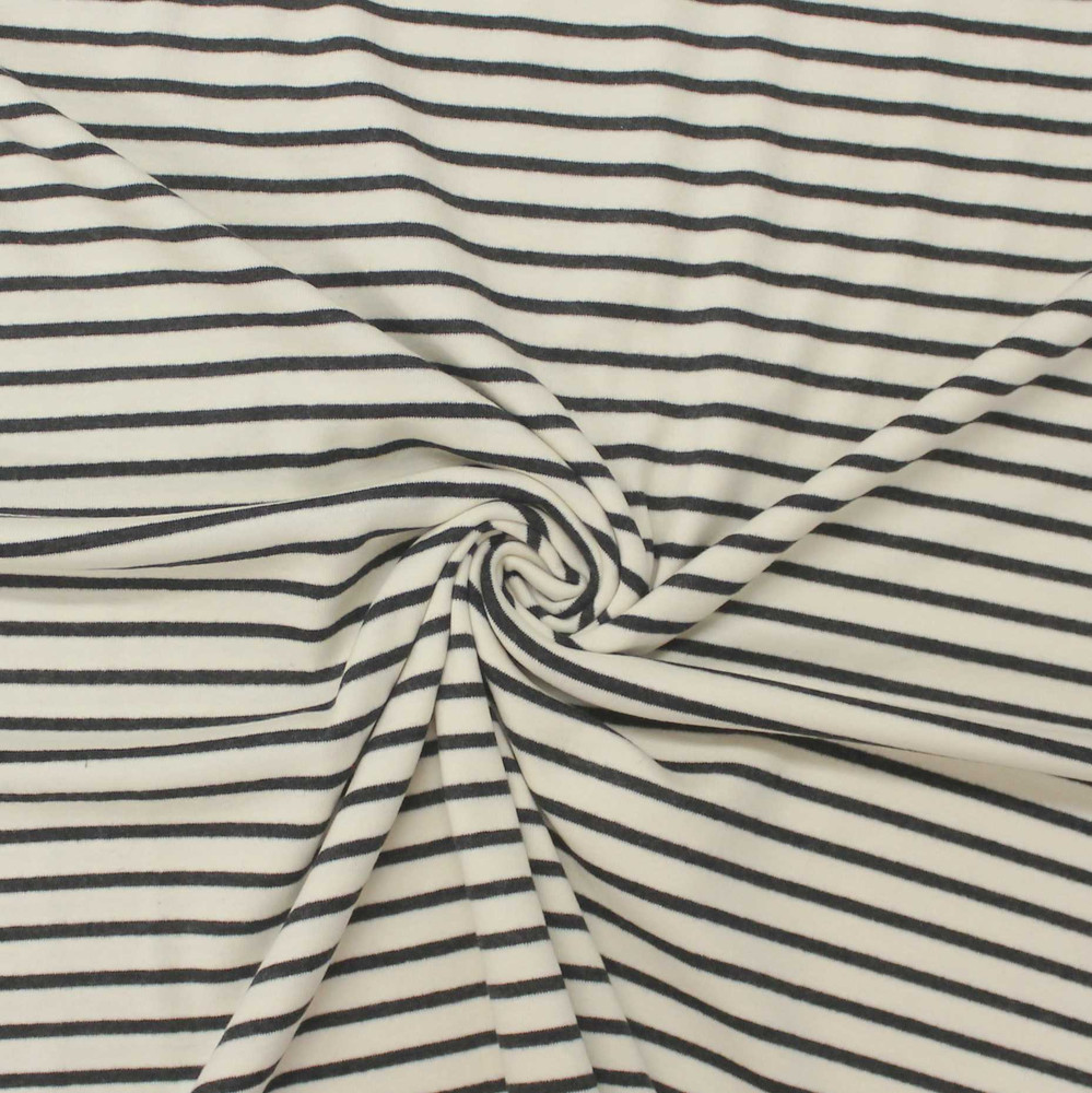 Designer Overstock Jet Black & Cream Stripe 1x1 Rib Knit Knit Basics ...