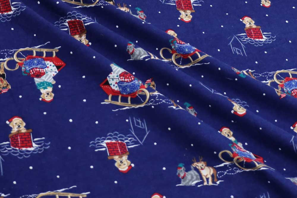 Santa Dogs Flannel - KnitFabric.com