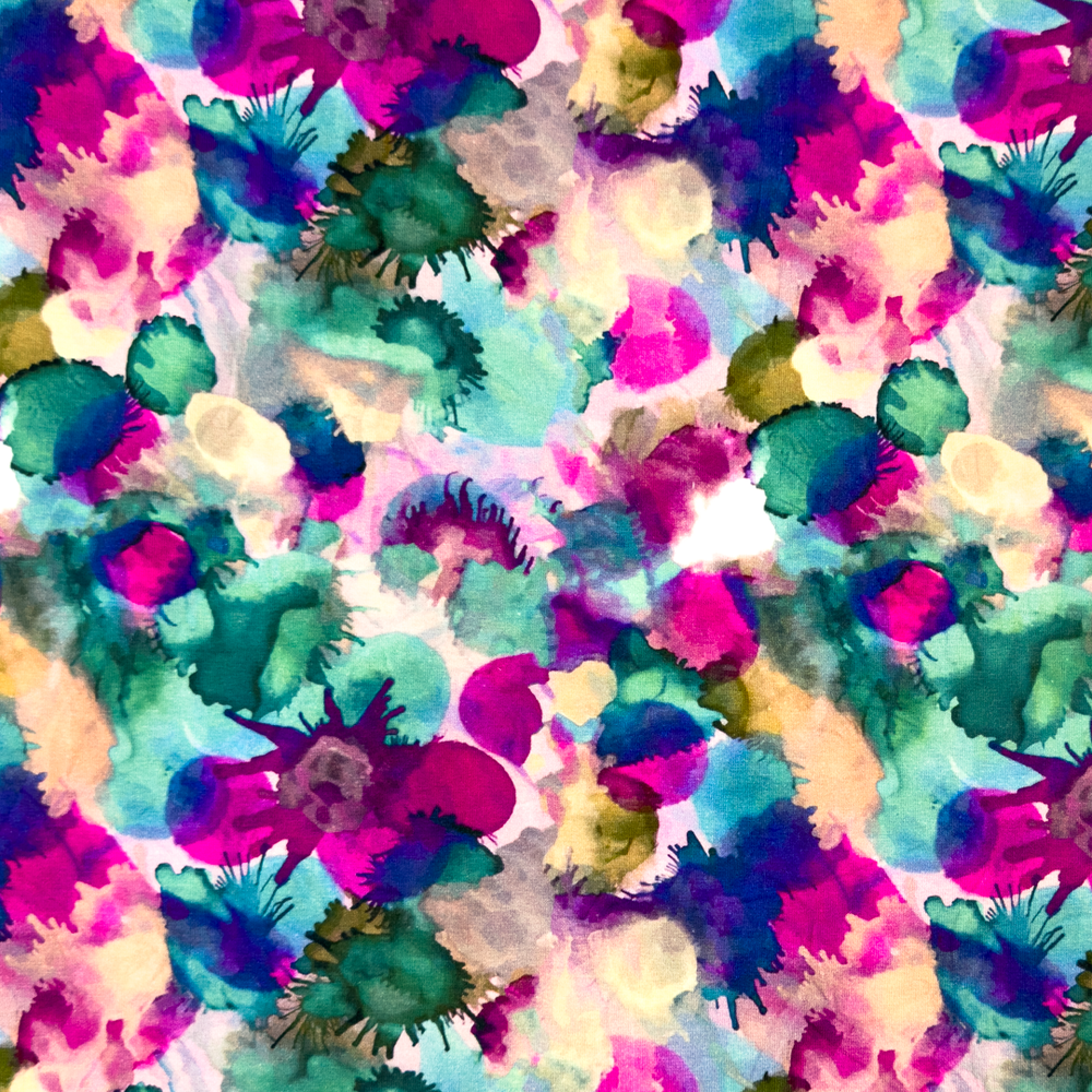 Bright Watercolor Floral Cotton Lycra Knit