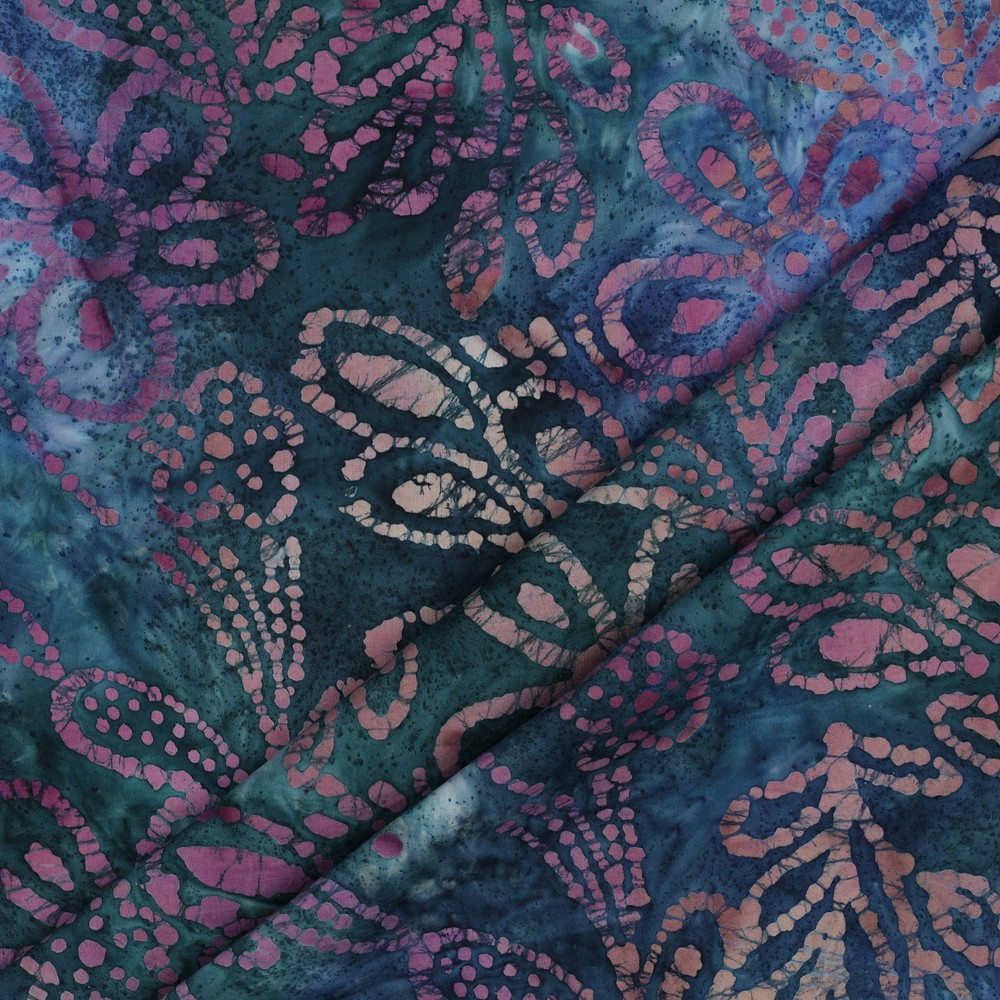 Lilac & Teal Batik Cotton - KnitFabric.com