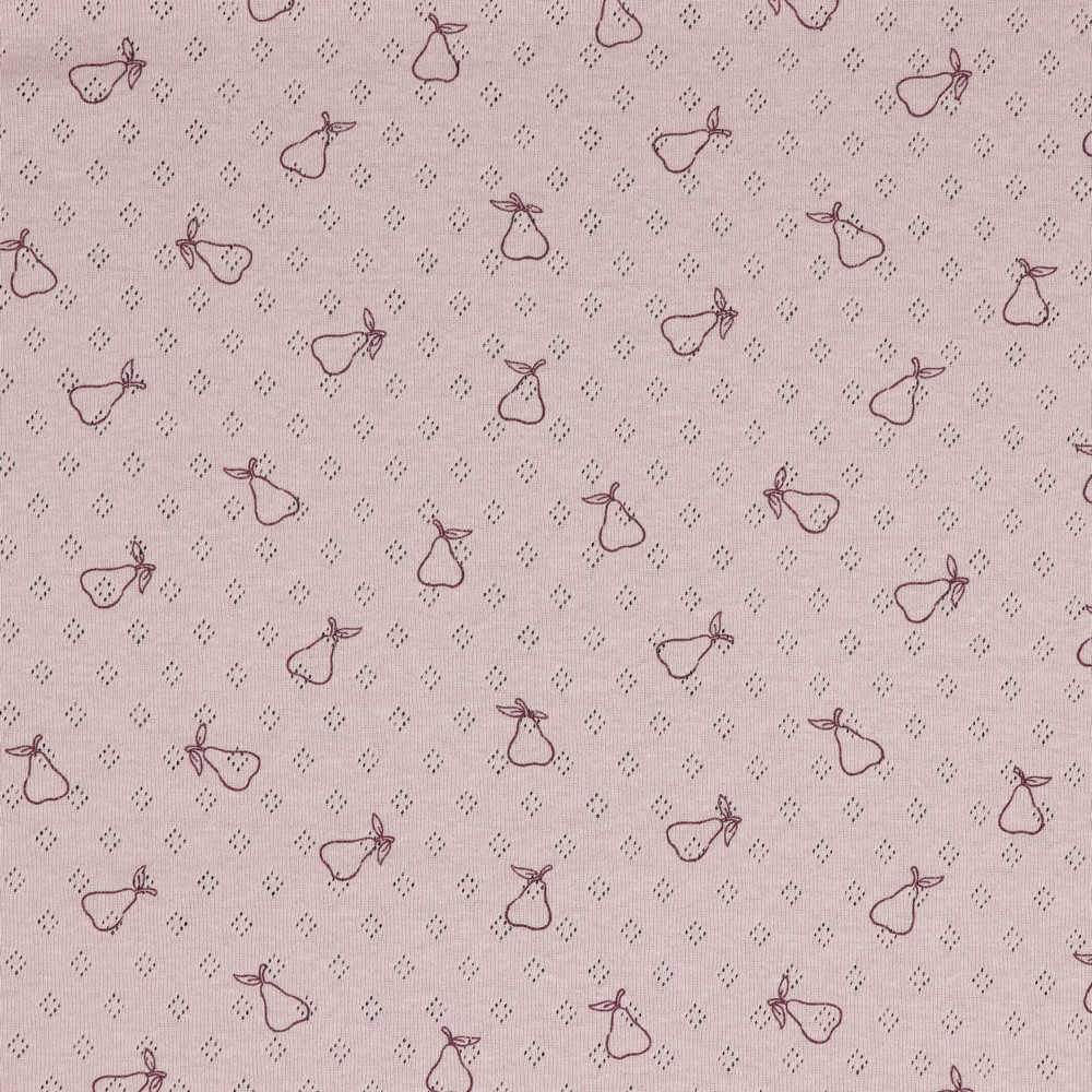 Pears on Old Rose Pointelle Rib Knit - KnitFabric.com