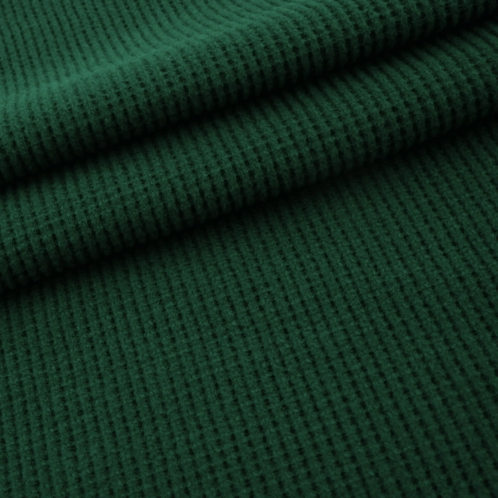 Hunter Green Brushed Mini Waffle Knit - KnitFabric.com