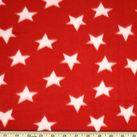 Stars on Red Fleece - KnitFabric.com