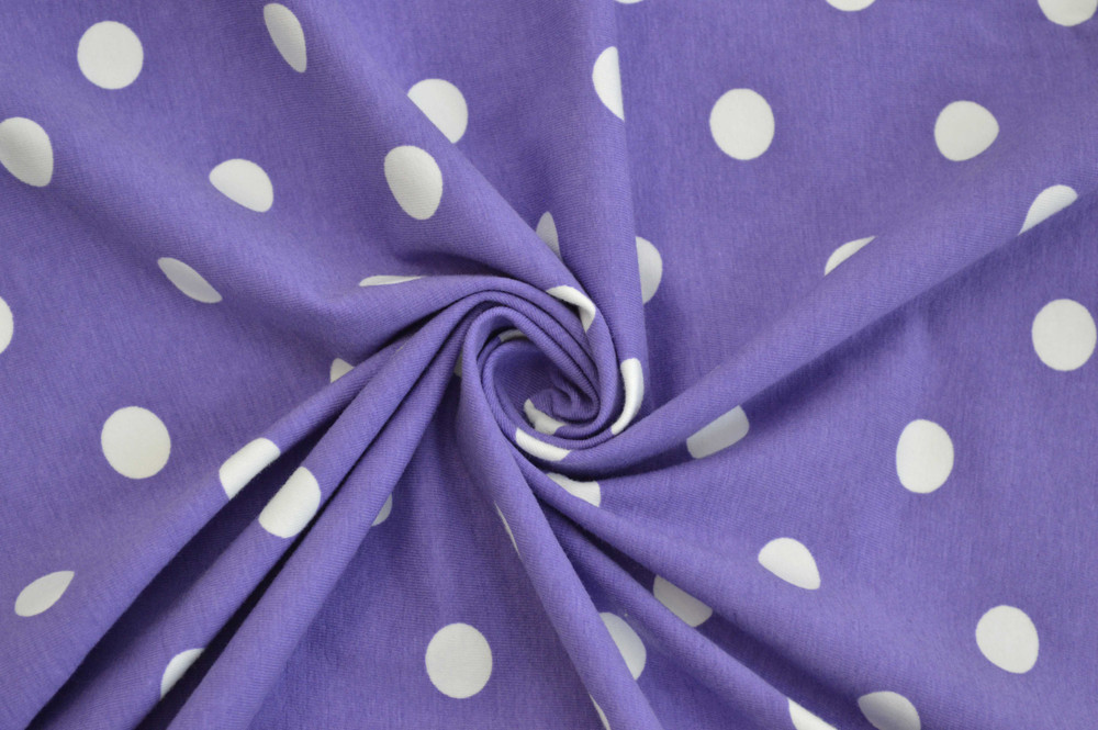 Knit Basics Purple And White Polka Dot Cotton Lycra Knit Knit Basics