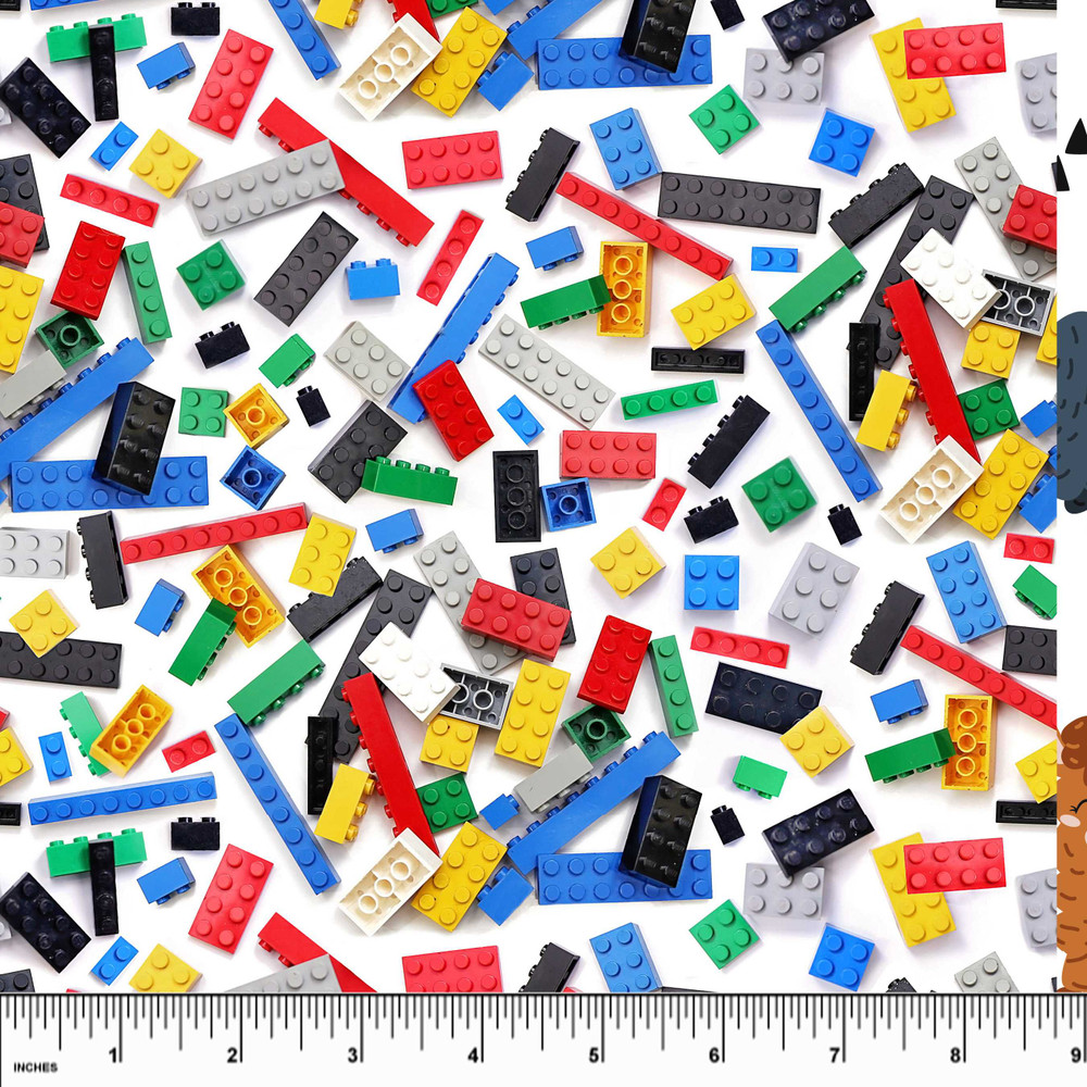 Custom Tossed Building Bricks Cotton Lycra Knit KnitFabric.com ...