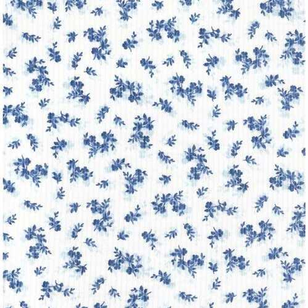 Light Blue Ditsy Floral On Ivory 4x2 Rib Knit Knit Basics
