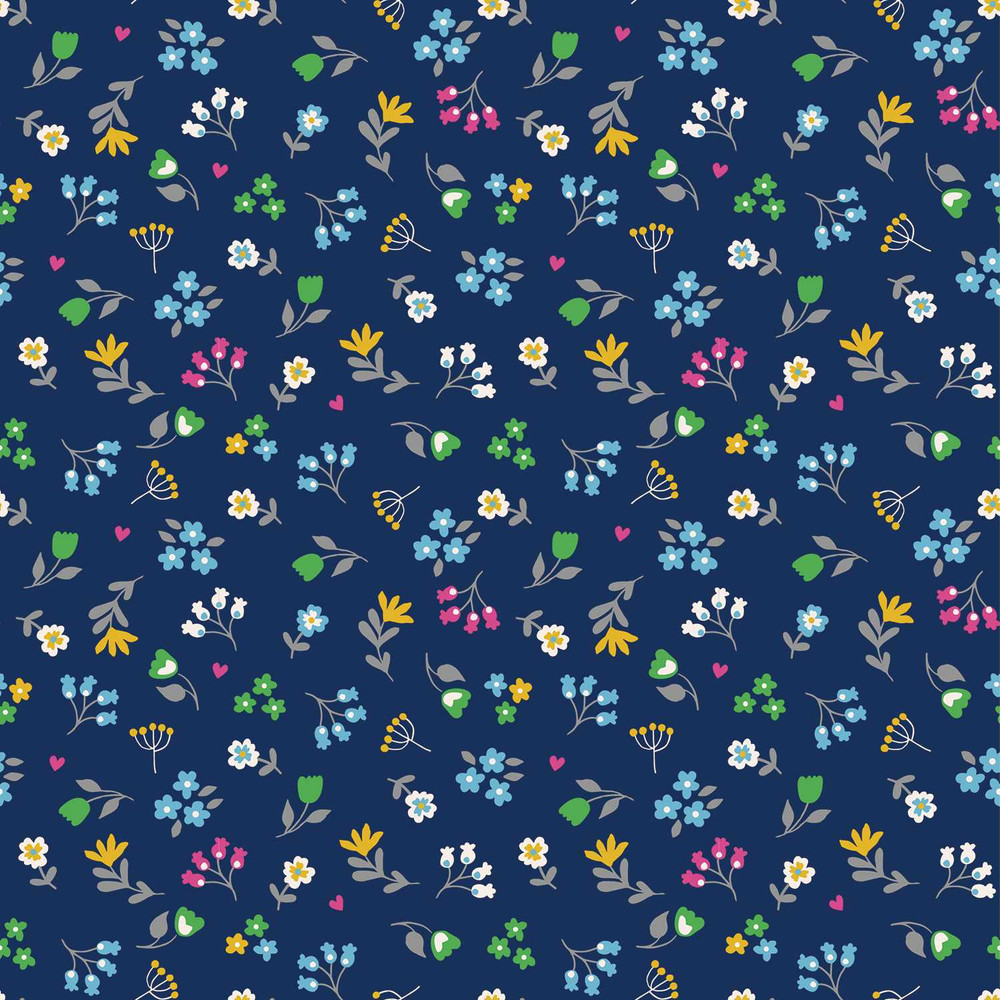 Woodland Floral In Navy Cotton Lycra Euro Knits