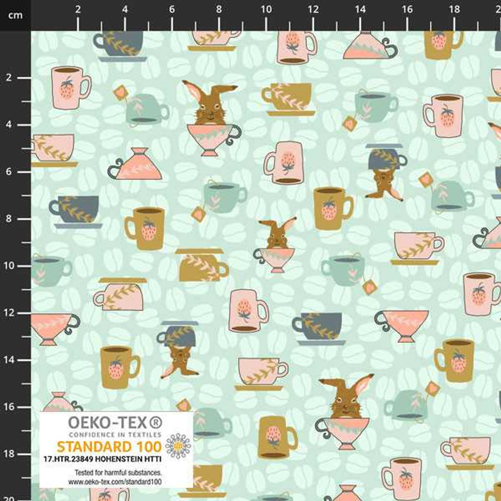 Stof Fabrics Teacup Bunnies Cotton Lycra Knit Stof