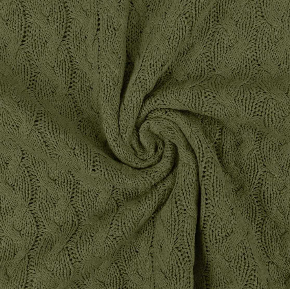 Army Green Cotton Cable Knit Euro Knits KnitFabric.com